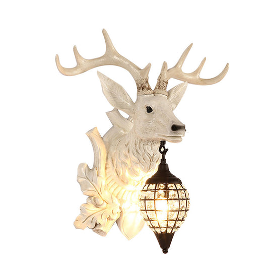 Traditional Metal Deer Wall Sconce Crystal Mesh Cone Shade Wall Light ...