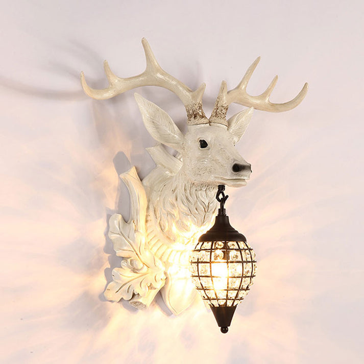 Traditional Metal Deer Wall Sconce Crystal Mesh Cone Shade Wall Light ...