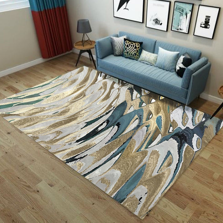 Shimmering Waves Abstract Rug Bright Color Industrial Rug Synthetics ...