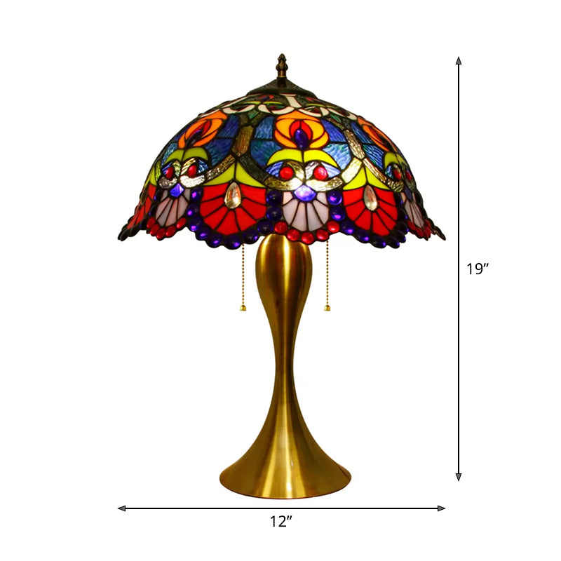Victorian Dome Night Light 1 Bulb Stained Glass Desk Lighting with ...