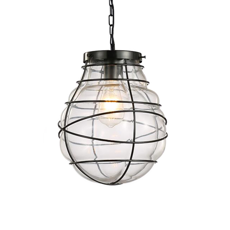 Industrial Style Wire Frame Ceiling Fixture 8.5"/9"/11" W 1 Light Clear ...