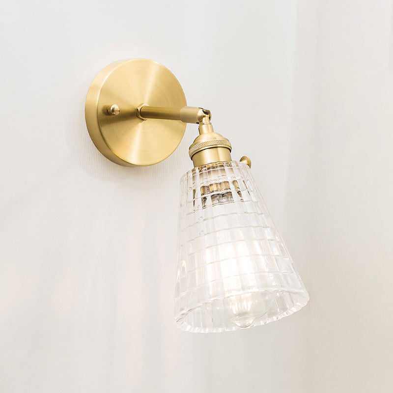 Conical Rotating Wall Light Kit Postmodern Clear Ribbed/Grid Glass 1 ...