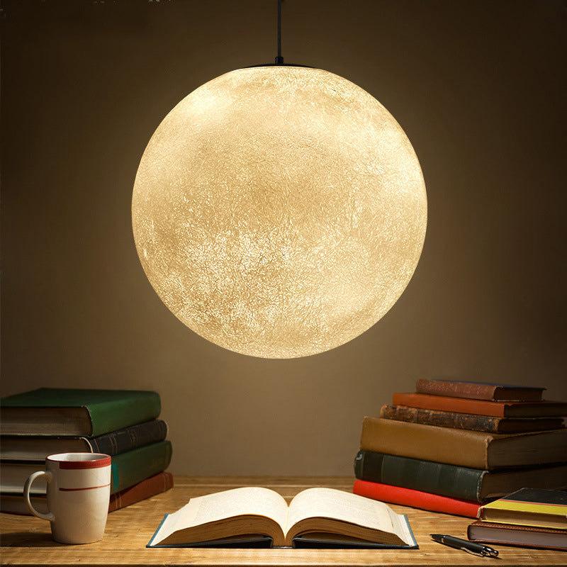 White Glass Super Moon Pendulum Light Romantic Modern 1-Light Ceiling ...