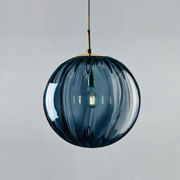 Globe Bedside Pendulum Light Blue/Smoke Grey/Purple Glass 1 Bulb ...