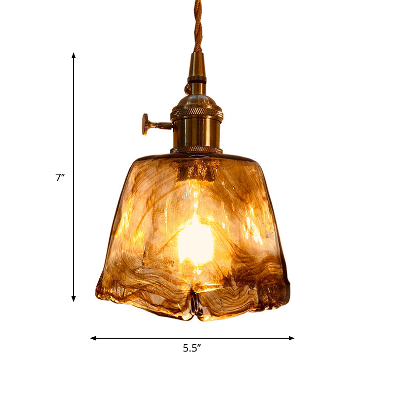 Trapezoid/Cone/Cuboid Hanging Light Modernist Amber Alabaster Glass 1 ...