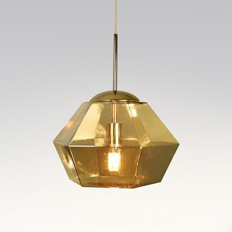 Silver/Gold Glass Diamond Pendant Lamp Postmodernism 1 Bulb Suspended ...