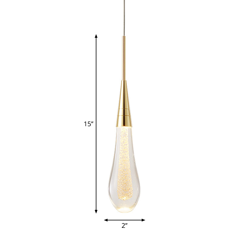 Stylish Modern Drop Shaped Pendant Clear Crystal 1 Light Dining Room ...