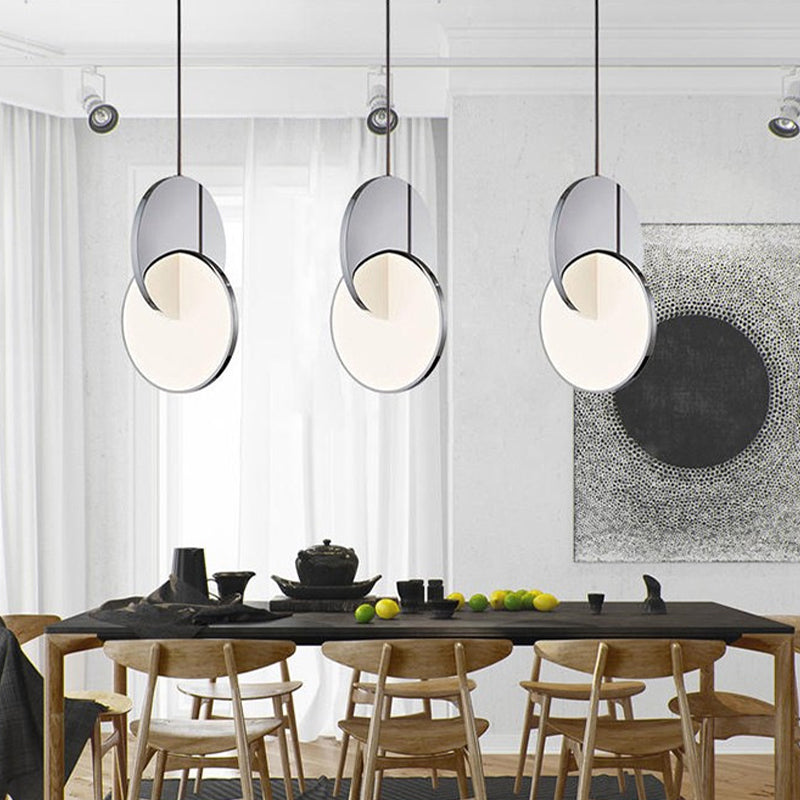 Novelty Minimalist LED Pendulum Light Chrome/Gold Interlocked Disc ...