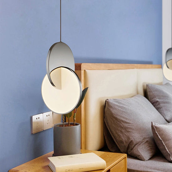 Novelty Minimalist LED Pendulum Light Chrome/Gold Interlocked Disc ...