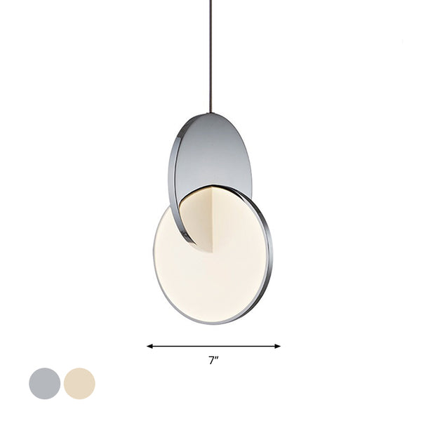 Novelty Minimalist LED Pendulum Light Chrome/Gold Interlocked Disc ...