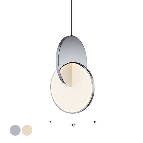 Novelty Minimalist LED Pendulum Light Chrome/Gold Interlocked Disc ...