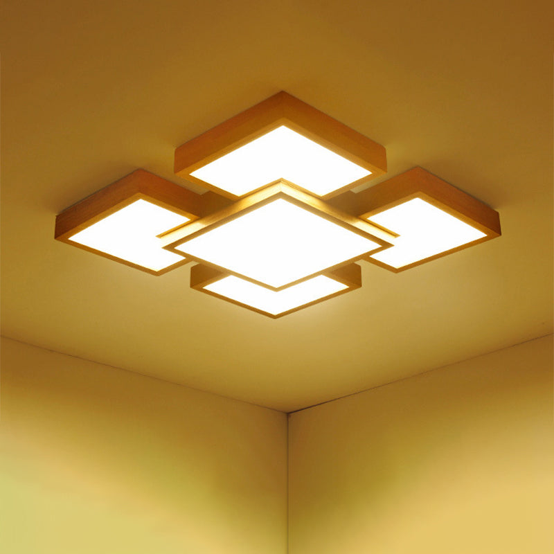 Beige Square/Rectangle Block Flush Light Modern 22"/31.5"/42" Wide LED ...