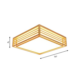Square Acrylic Flush Ceiling Light Asian Beige LED Flush Mount Light ...