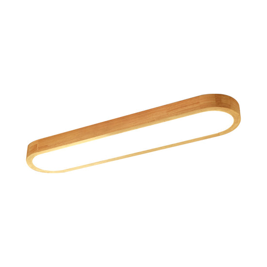 Minimalist Oblong Ceiling Lighting Wood Living Room LED Flush Mounted ...