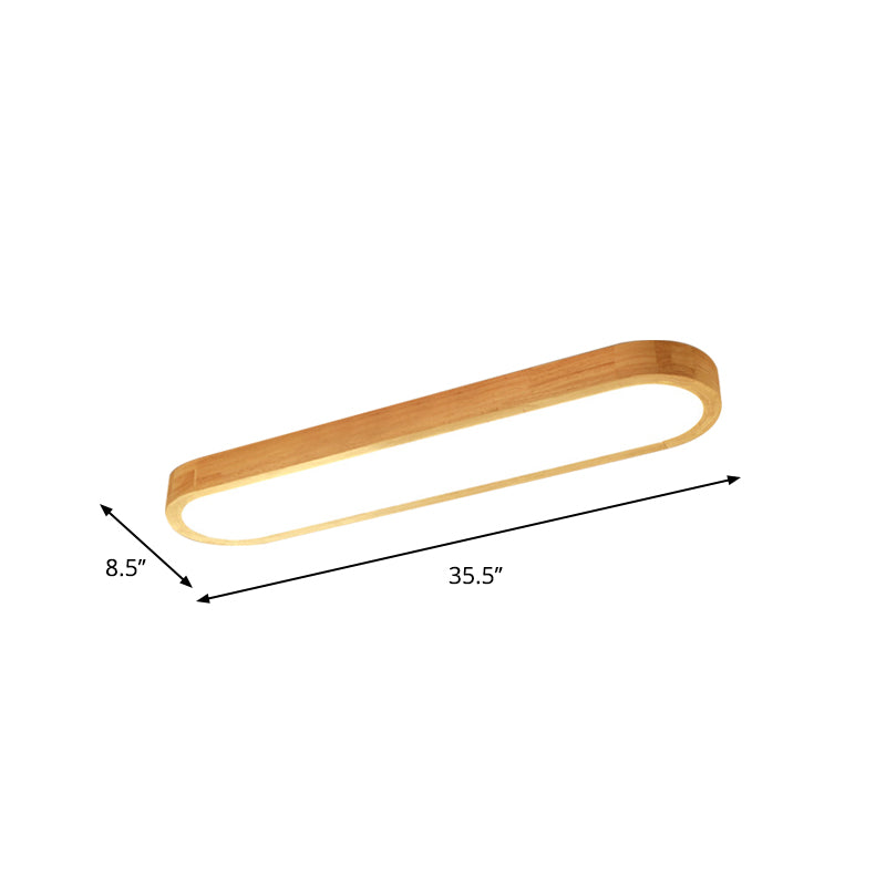 Minimalist Oblong Ceiling Lighting Wood Living Room LED Flush Mounted ...