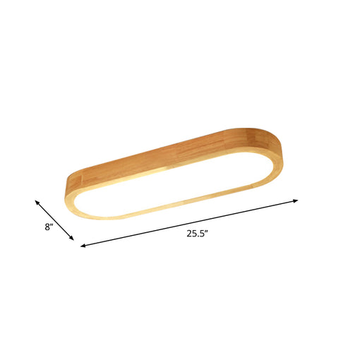 Minimalist Oblong Ceiling Lighting Wood Living Room LED Flush Mounted ...