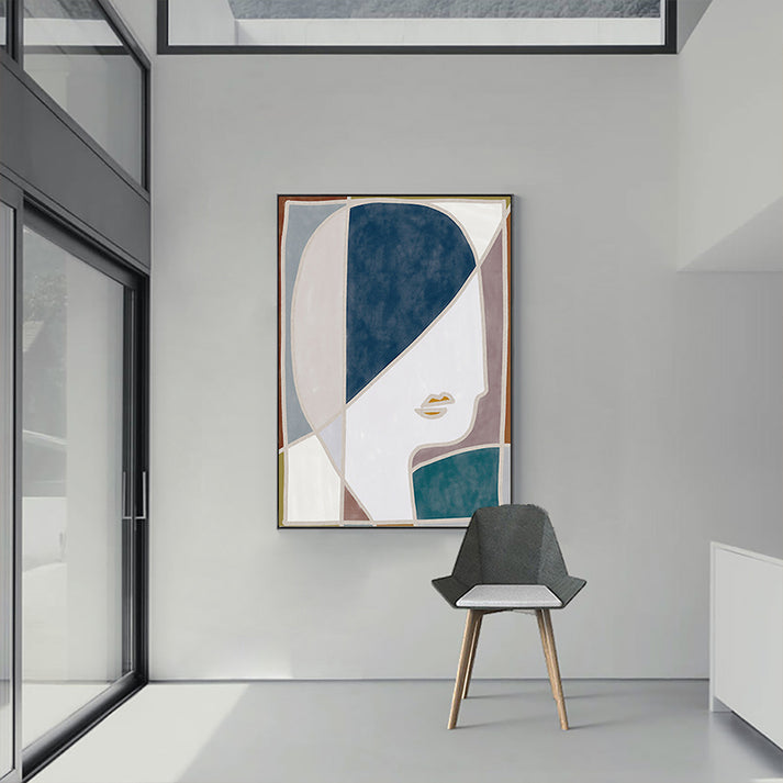 Color Blocking Figure Drawing Canvas Funky Textured Wall Art Print in ...