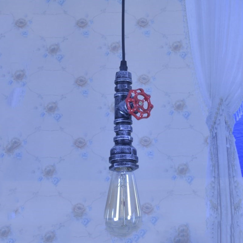 Single-Bulb Pipe Pendulum Light Loft Style Black/Silver/Bronze Metallic ...