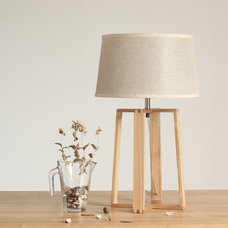 Tapered Drum Table Lamp Contemporary Fabric 1 Bulb Wood Night Light ...
