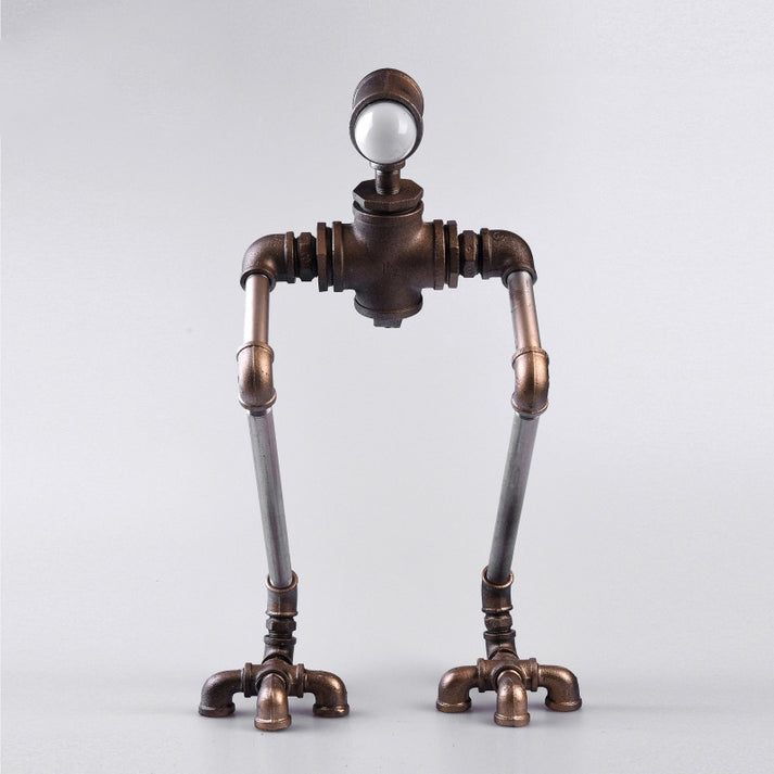 1-Light Iron Nightstand Lamp Steampunk Silver Long-Legged Pipe Man ...