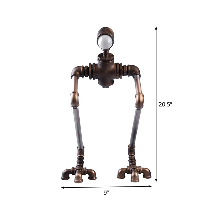 1-Light Iron Nightstand Lamp Steampunk Silver Long-Legged Pipe Man ...