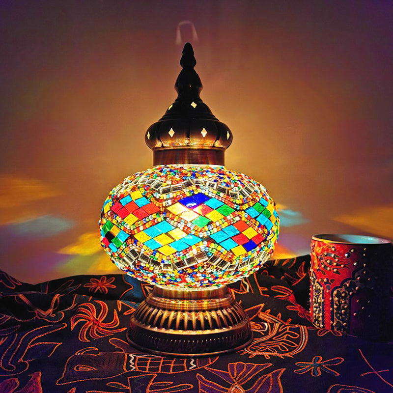 Decorative Oval Night Table Light 1 Bulb Handcrafted Glass Nightstand ...