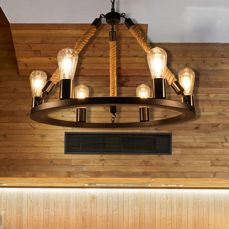 Open Bulb Metal Chandelier Light Fixture Industrial 6/8-Light Dining ...