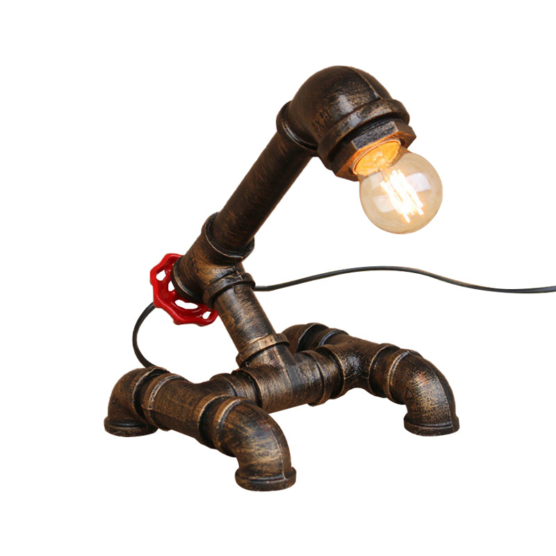 Steampunk Exposed Bulb Table Light with Pipe-Like Base 1 Head Wrought ...