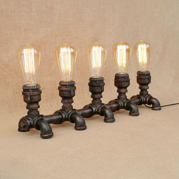 Bronze 2/3 Lights Standing Table Light Industrial Metallic Open Bulb ...