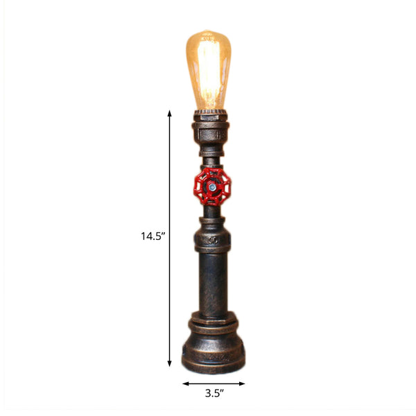 1 Bulb Plumbing Pipe Table Light with Open Bulb and Valve Industrial ...