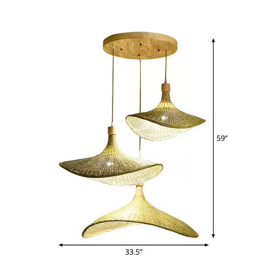 Floppy Hat Shaped Pendant Lamp Modern Bamboo 12.5"/17"/29" Wide 1/3 ...