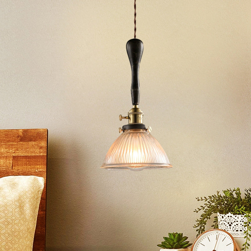 Clear Dome Ceiling Light Industrial Ribbed Glass 1 Light Living Room ...