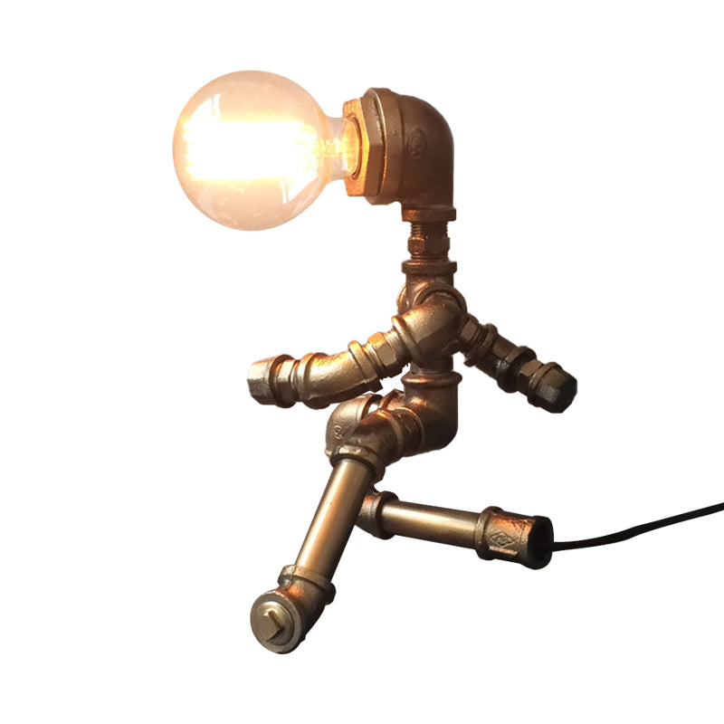 Antique Style Pipe Man Table Lamp 1 Head Wrought Iron Table Lighting in ...