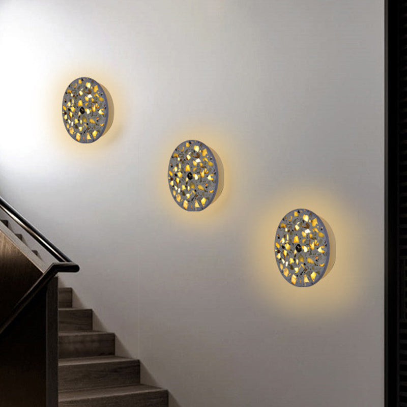 Terrazzo Disk LED Wall Light Art Deco Black/Red/Blue Flush Mount Wall ...