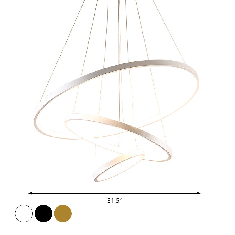 3-Ring Living Room Ceiling Chandelier Acrylic Simple Style LED Pendant ...