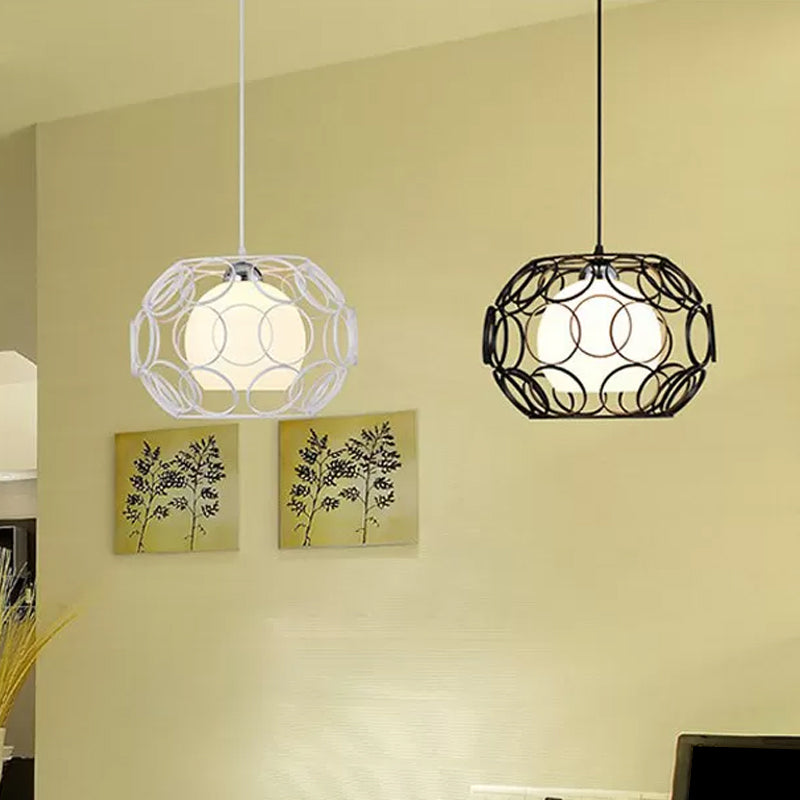 Black/White 1 Head Hanging Light Loft Metal Spring/Ova/Octagon Ceiling ...