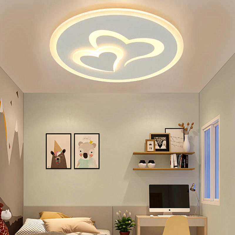 Lovely Double Loving Heart Ceiling Light Acrylic White LED Flush Mount ...