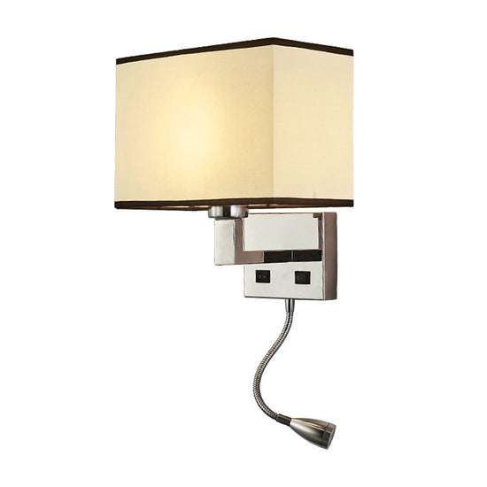 Fabric Cuboid Wall Light Kit Minimalist 1-Light White/Beige Spotlight ...