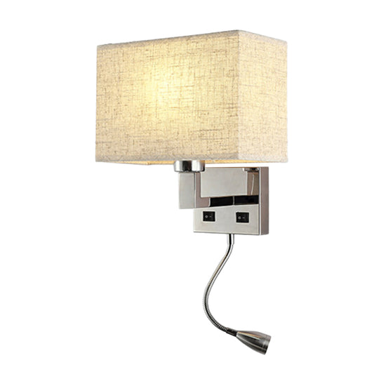 Fabric Cuboid Wall Light Kit Minimalist 1-Light White/Beige Spotlight ...
