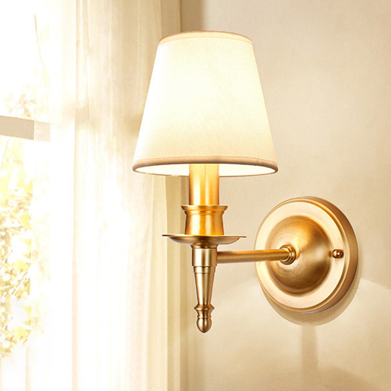 Country Conical Wall Light Single-Bulb Fabric Wall Lighting Ideas with ...