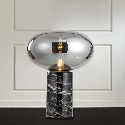 9"/12.5" Wide Cylinder Table Light Designer Marble 1 Head Black Night ...
