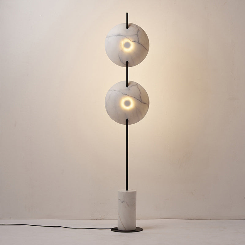 Designer Rotating Disc Floor Light Marble 2 Bulbs Sitting Room Stand Up ...