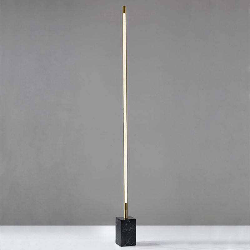 Bar-Shaped LED Floor Lamp Simplicity Marble Black/Gold Floor Standing ...