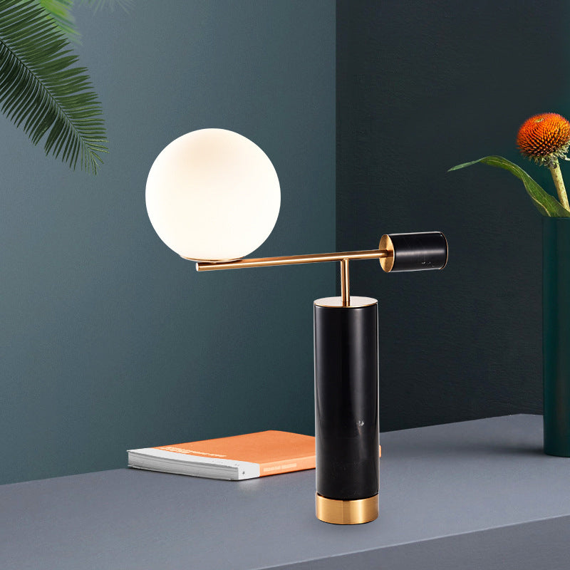 Black/White Lever Table Stand Light Postmodern 1 Bulb Marble Night Lamp ...