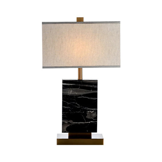Black Rectangular Table Lighting Minimalist 1 Head Marble Nightstand ...
