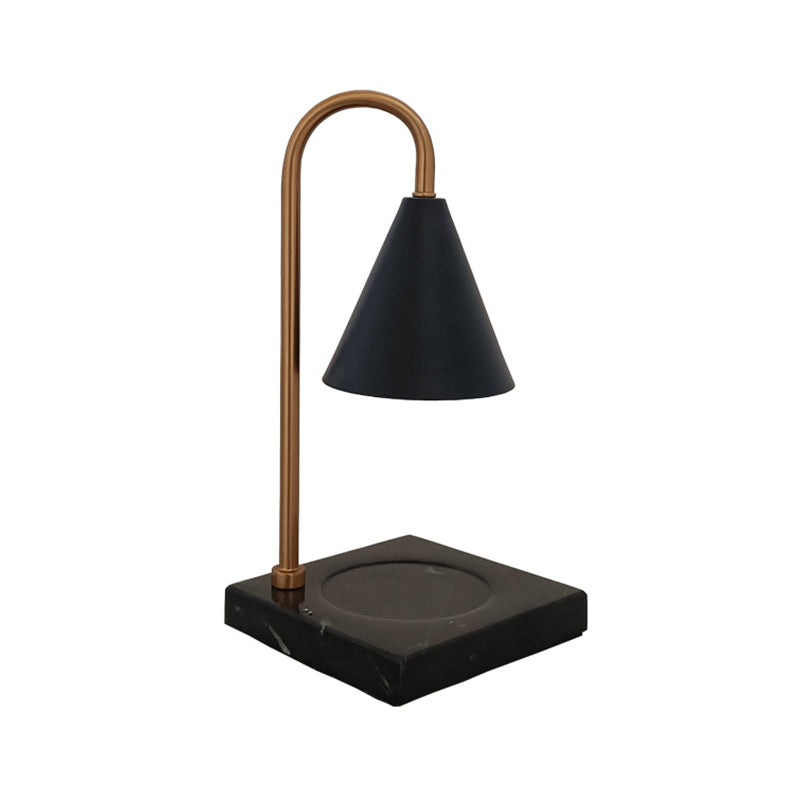 Mid-Century Cone Night Lamp Metal 1 Bulb Bedroom Gooseneck Table ...