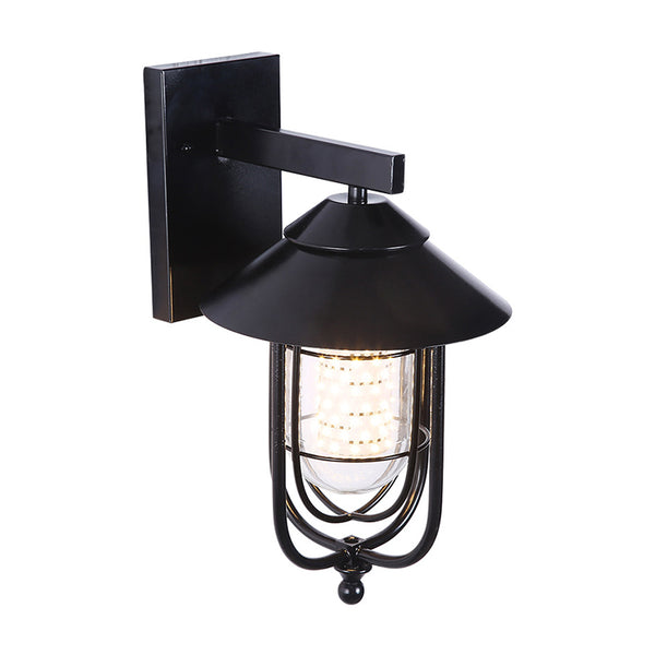 Black Half-Capsule Wall Lantern Farmhouse Clear Glass 1 Bulb Outdoor ...