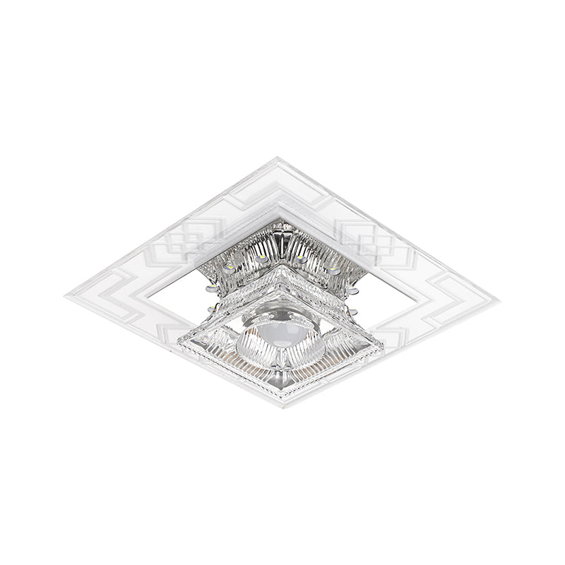 Trapezoid Shaped Clear Crystal Ceiling Lamp Contemporary LED Chrome ...