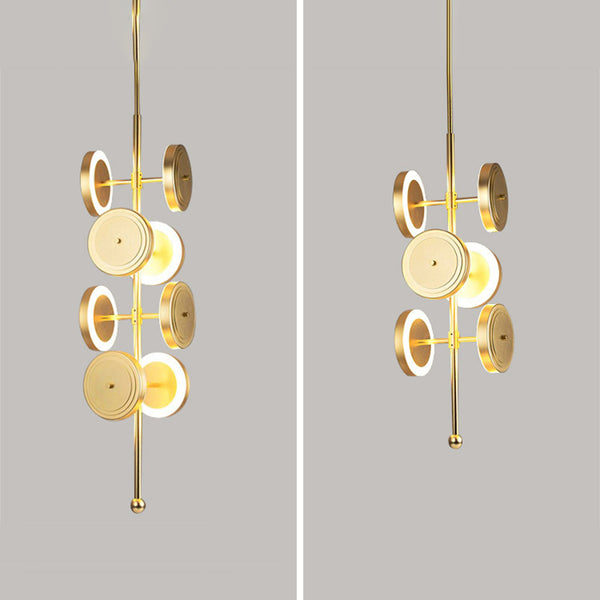 Circular Hanging Chandelier Contemporary Metal LED Gold Pendulum Light ...