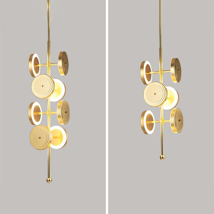 Circular Hanging Chandelier Contemporary Metal LED Gold Pendulum Light ...